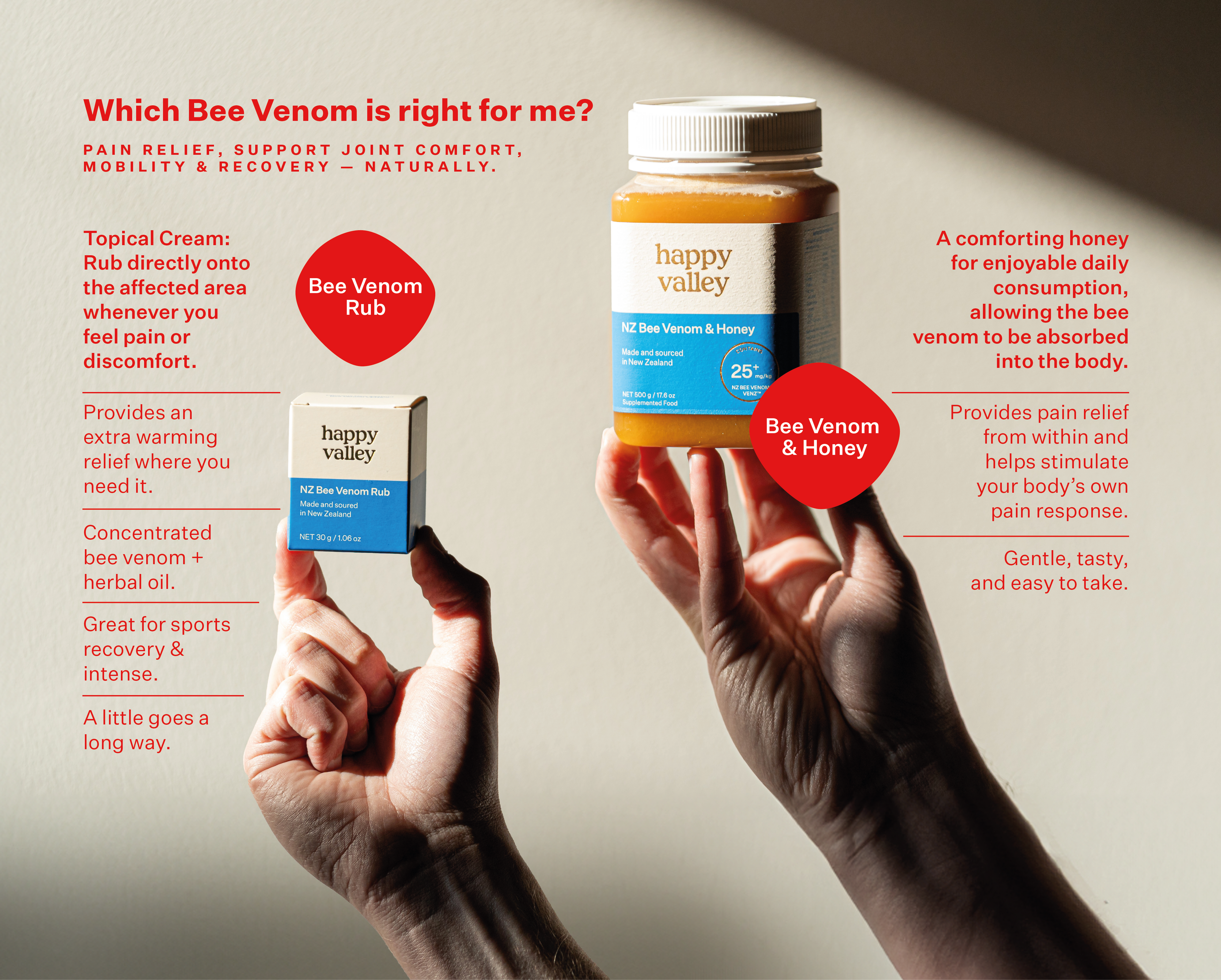 NZ Bee Venom Rub | Made for Movement | Happy Valley NZ