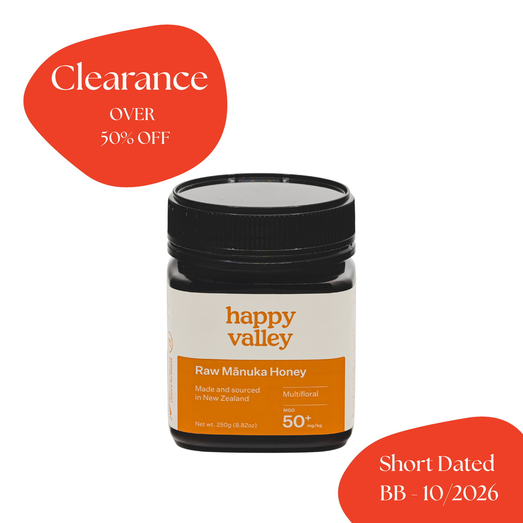 MGO 50+ Multifloral Manuka Honey CLEARANCE | Happy Valley Honey